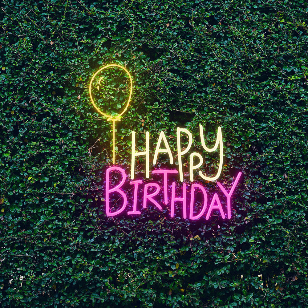 Neon Birthday Party Sign | Happy Birthday Balloon Neon Sign | Wow Neon ...